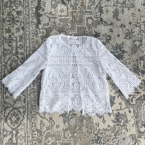 Ruby Rd. | Tops | Crochet Style Cardigan In White | Poshmark